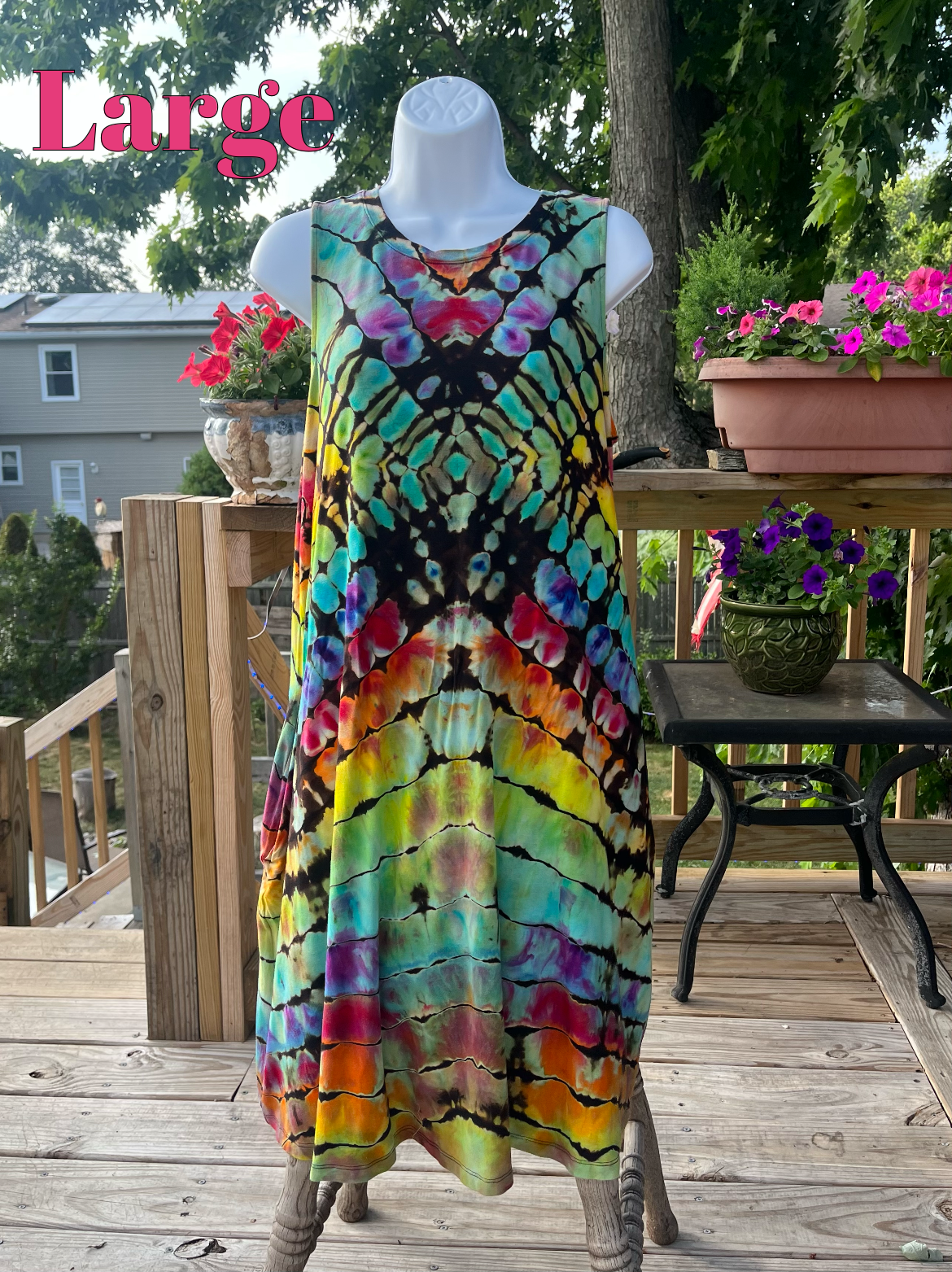 Ladies Large swing dress, reverse tie dye – Wearable Art Tie Dye by Jessica
